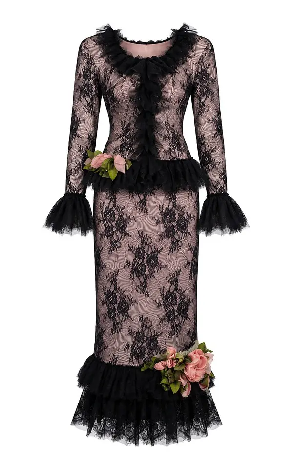 SALMA OSMAN Exclusive Lace Ruffle Gown