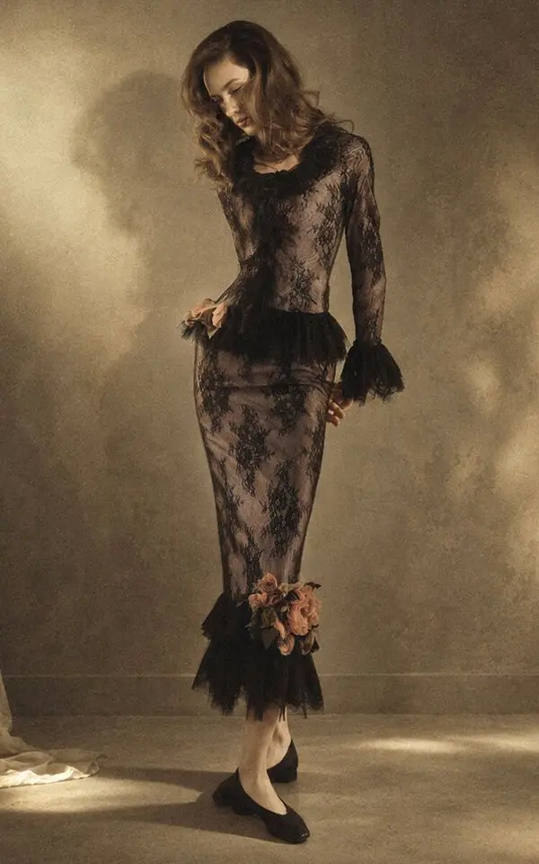 SALMA OSMAN Exclusive Lace Ruffle Gown