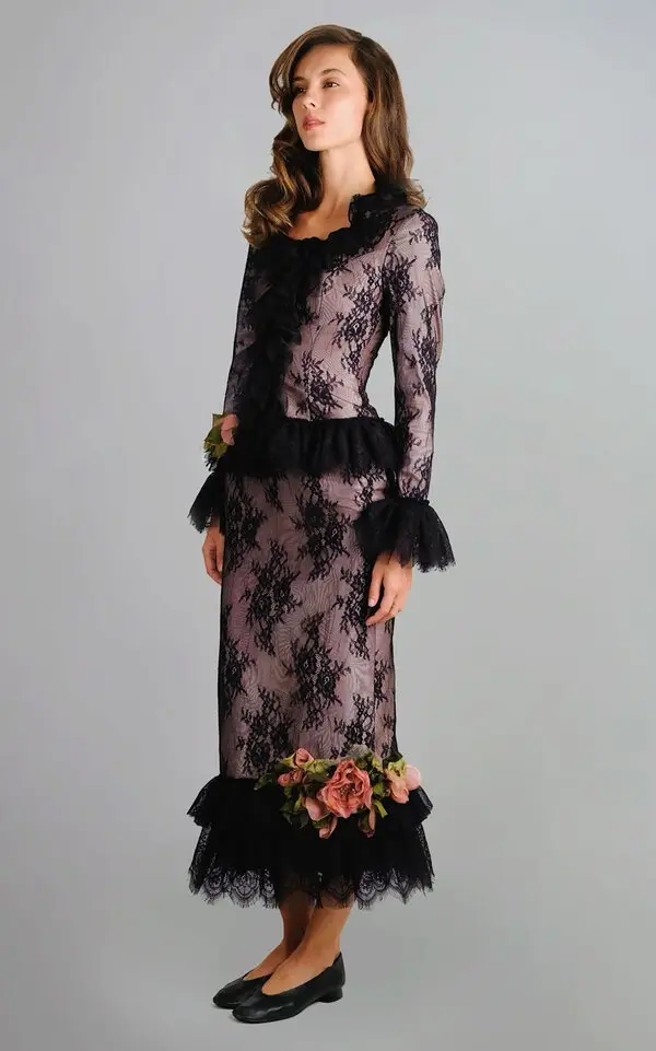 SALMA OSMAN Exclusive Lace Ruffle Gown