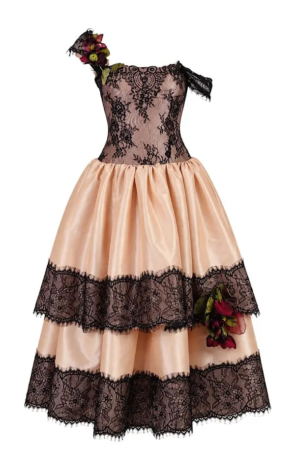 SALMA OSMAN Exclusive Lace Bustier Tiered Gown