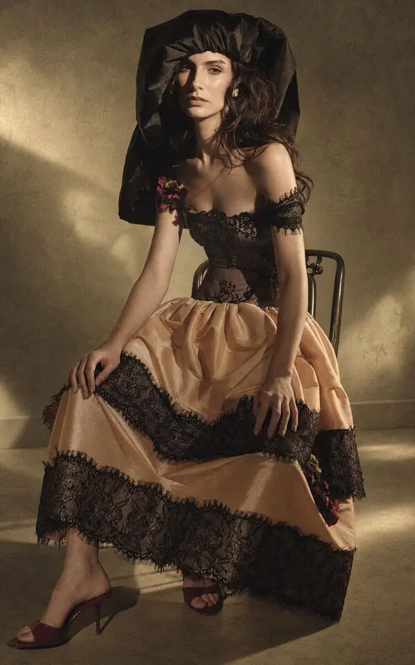 SALMA OSMAN Exclusive Lace Bustier Tiered Gown