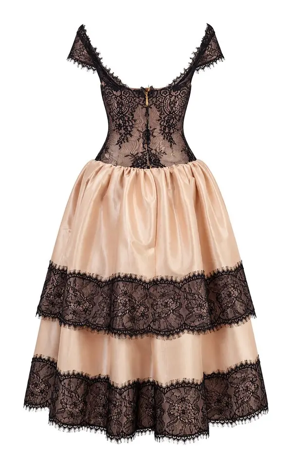 SALMA OSMAN Exclusive Lace Bustier Tiered Gown