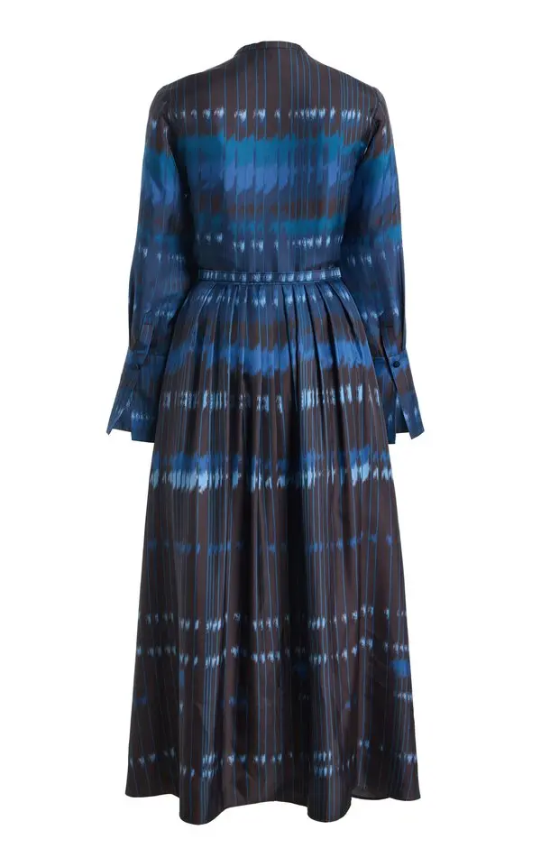 Oscar De La Renta Abstract Houndstooth Silk-twill Midi Dress