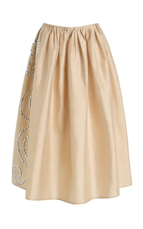 Chan Luu Techno Taffeta Million Pleats Maxi Skirt