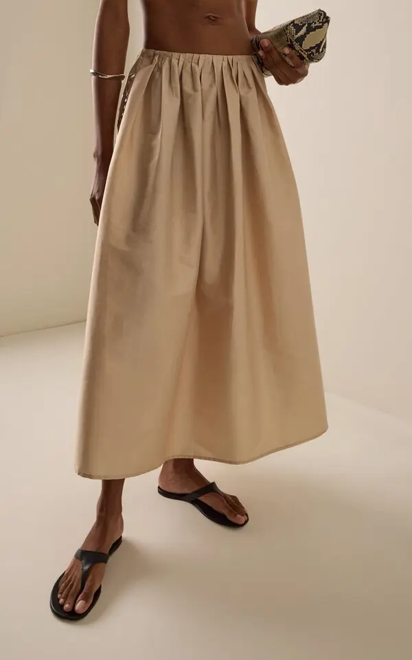 Chan Luu Techno Taffeta Million Pleats Maxi Skirt
