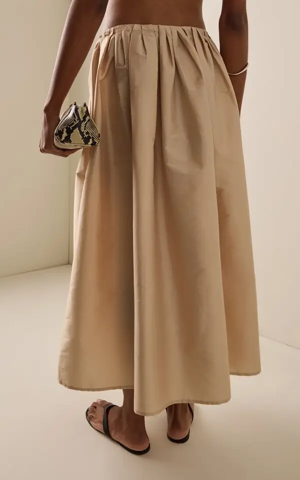 Chan Luu Techno Taffeta Million Pleats Maxi Skirt