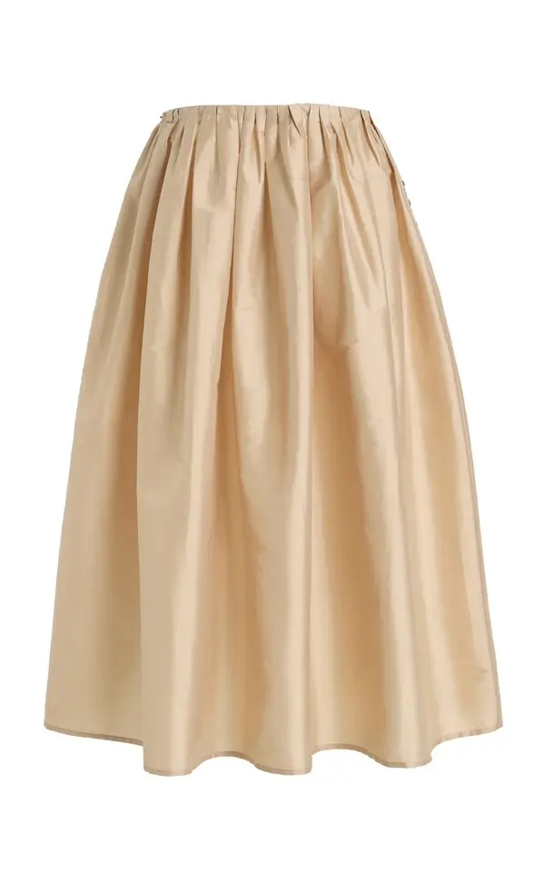 Chan Luu Techno Taffeta Million Pleats Maxi Skirt
