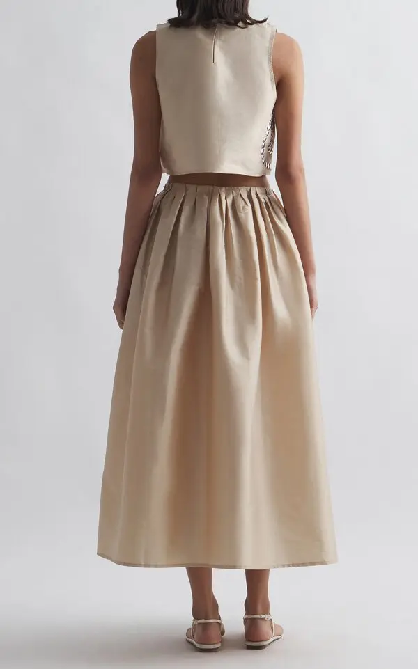 Chan Luu Techno Taffeta Million Pleats Maxi Skirt