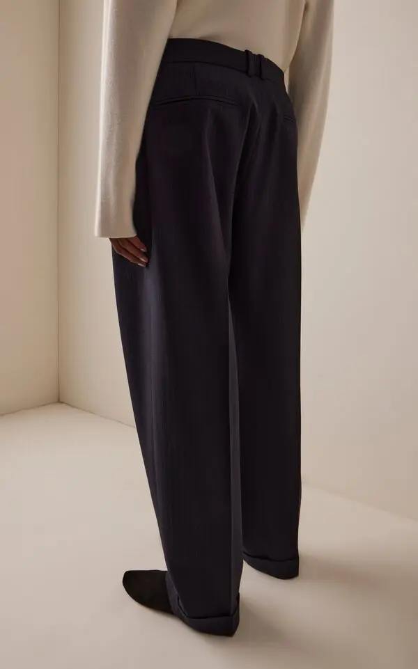 THE ROW Cave Pinstriped Wool-silk Pants