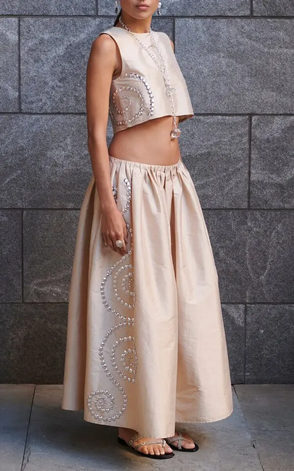 Chan Luu Techno Taffeta Studded Tank Top
