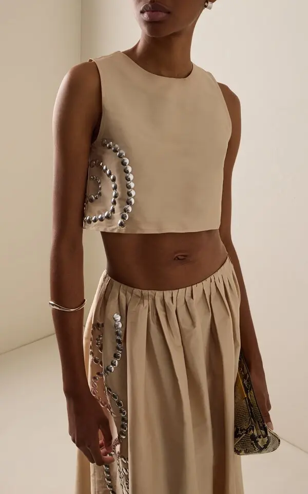 Chan Luu Techno Taffeta Studded Tank Top