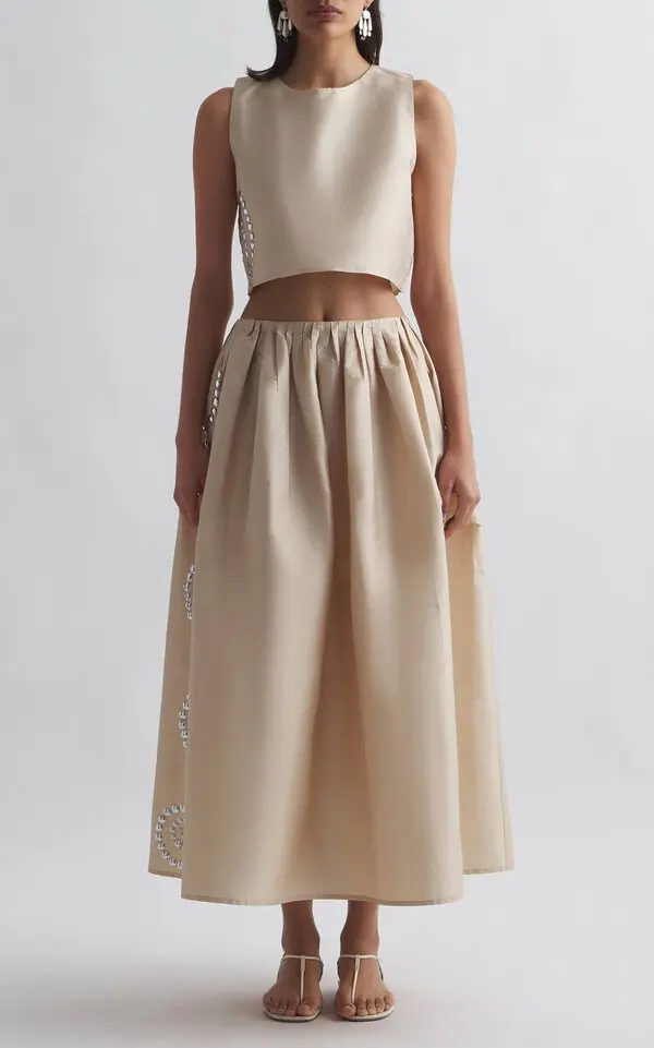 Chan Luu Techno Taffeta Studded Tank Top