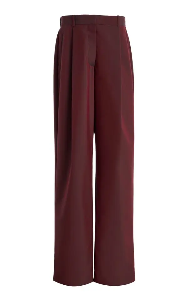 THE ROW Lowe Pleated Wool Pants - Red