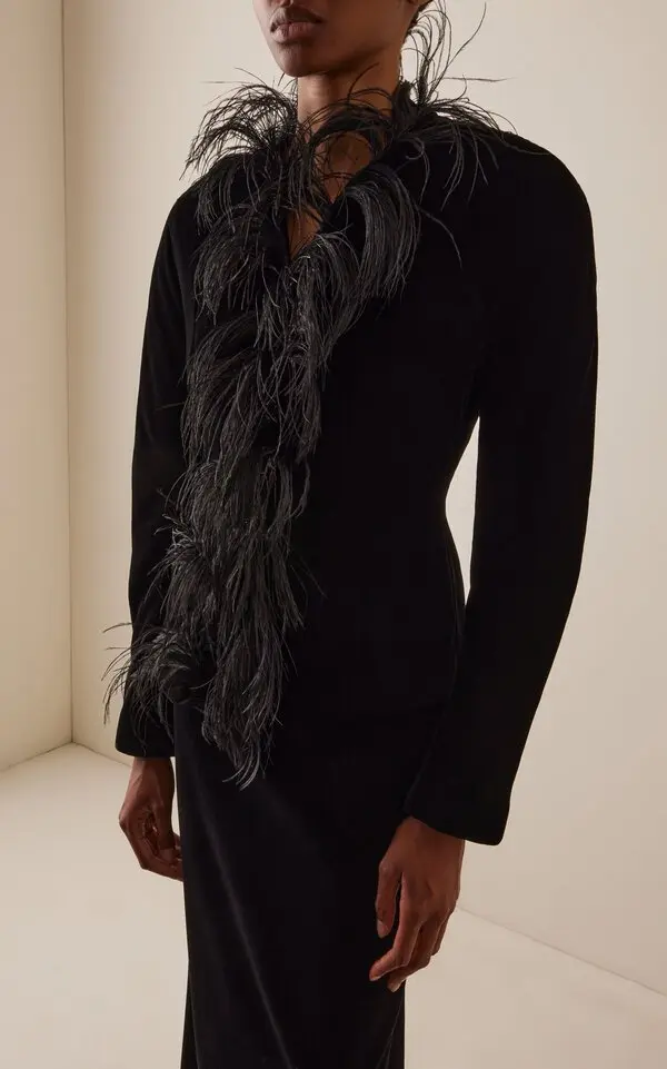 THE ROW Eunice Feathered Velvet Jacket