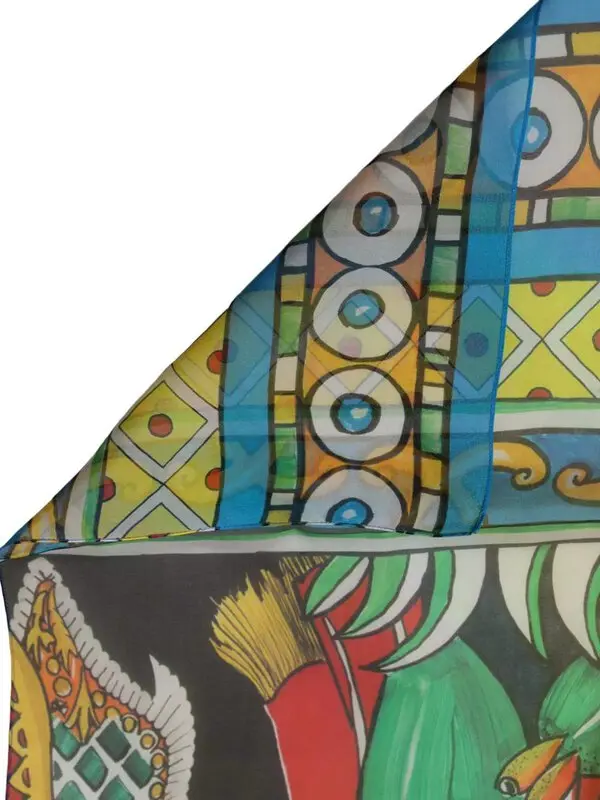 Dolce & Gabbana Multicolor Silk Printed Shawl Stole Scarf