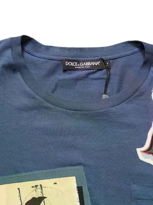 Dolce & Gabbana Navy Cotton Graphic Crew-neck T-shirt