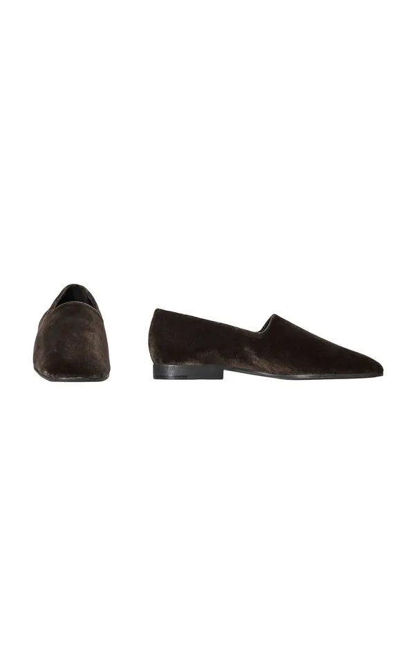 THE ROW Safi Velvet Slippers - Brown