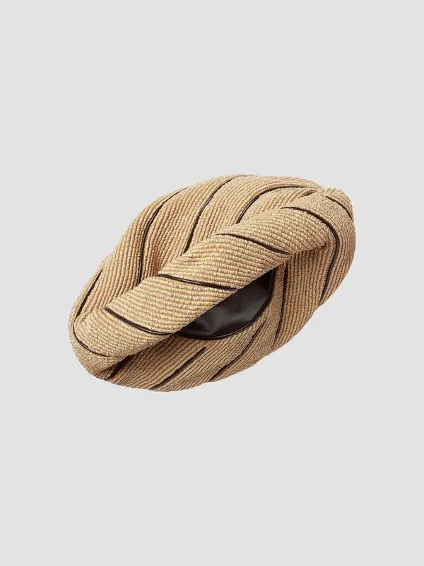 Bottega Veneta Large Hop Leather-striped Raffia Shoulder Bag