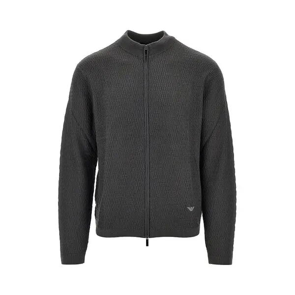 Emporio Armani Virgin Wool Knitted Cardigan - Grey