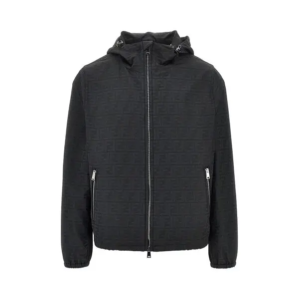 Fendi Ff Jacquard Nylon Blouson Jacket - Black