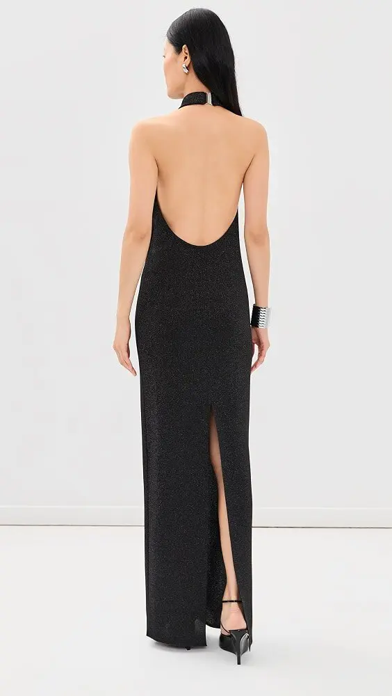 Balmain Halterneck Draped Compact Viscose Dress