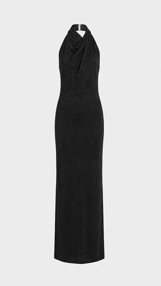 Balmain Halterneck Draped Compact Viscose Dress