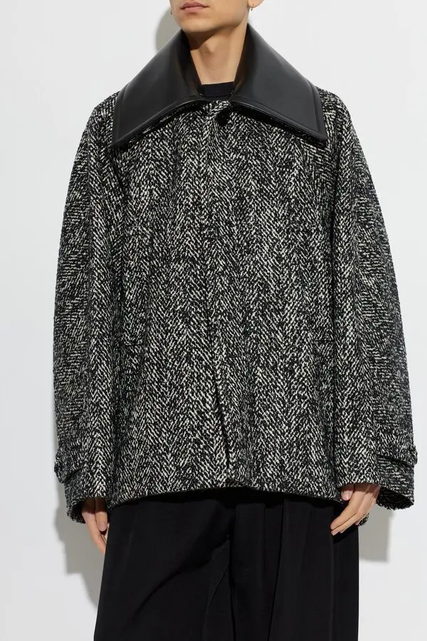 Balenciaga Wool Jacket With Leather Collar