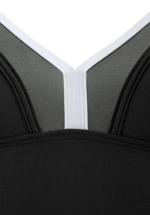 LASCANA Mesh Trim Tummy Control One Piece Swimsuit Bra-sized