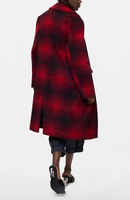 Desigual Checke Wool Blend Long Coat