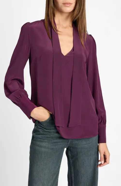 Santorelli Francis Tie Neck Blouse In Silk Crepe De Chine