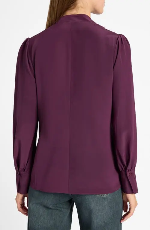 Santorelli Francis Tie Neck Blouse In Silk Crepe De Chine