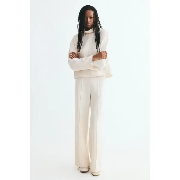 H&M Crease-front Pants - Cream