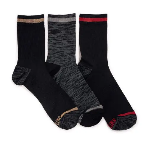 MUK LUKS 3 Pair Pack Compression Crew Socks - Black