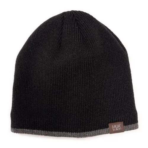 MUK LUKS Heat Retainer Contrast Trim Knit Beanie - Ebony