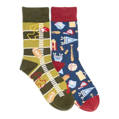 MUK LUKS 2 Pair Pack Novelty Crew Socks - Baseball/football