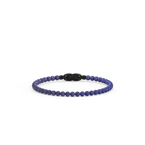 TRITON Lapis Bead Bracelet With Black Rhodium Over Sterling Silver Clasp