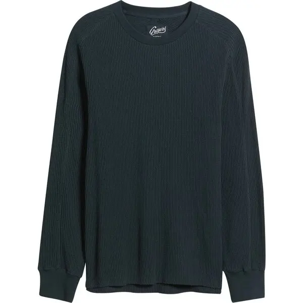 Grayers Brawny Waffle Knit Cotton Crewneck Sweater - Blue Graphite