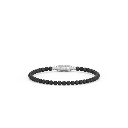 TRITON Onyx Bead Bracelet With Rhodium Over Sterling Silver Clasp