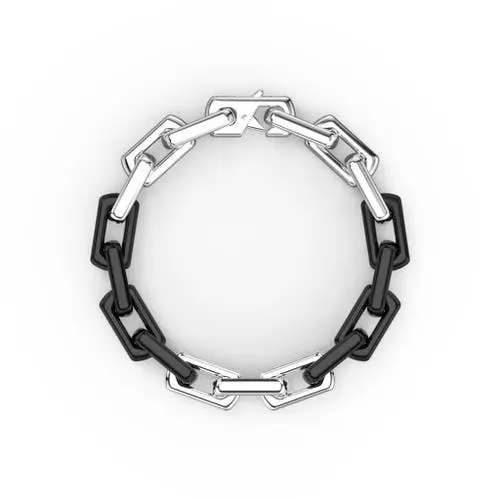TRITON Sterling Silver And Black Ceramic Link Bracelet