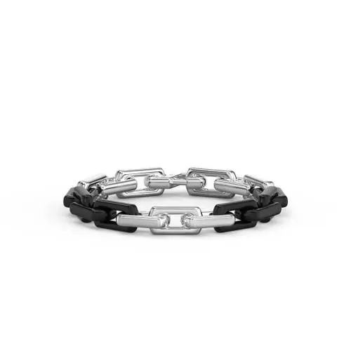 TRITON Sterling Silver And Black Ceramic Link Bracelet