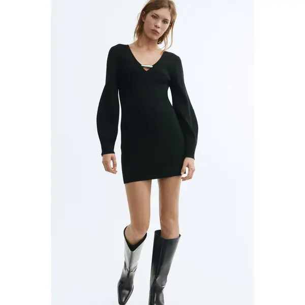 H&M Knit Dress With Metal Detail