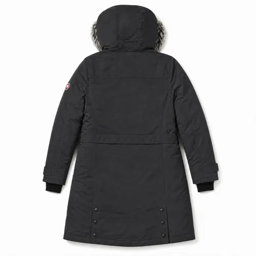 CANADA WEATHER GEAR Faux Fur Trim Hooded Long Parka - Black