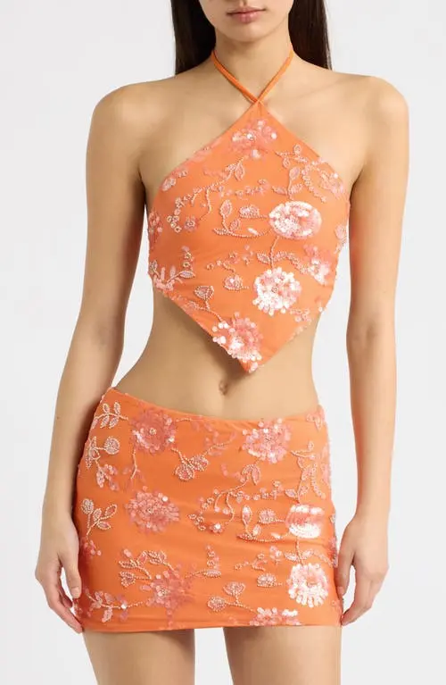 HELLO MOLLY Sunkissed Oasis Sequin Halter Top