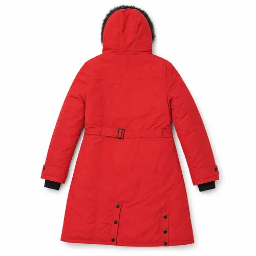 CANADA WEATHER GEAR Double-breasted Belted Long Parka - Red