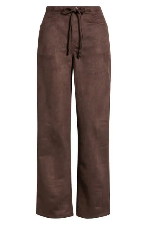 BEACHLUNCHLOUNGE Tommy Straight Leg Faux Suede Pants - Java
