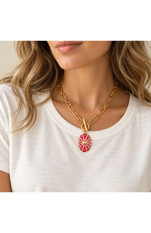ERIN MCDERMOTT JEWELRY Sunburst Charm Toggle Clasp Chain Necklace