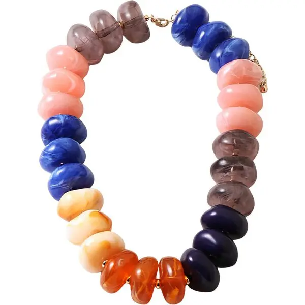 ERIN MCDERMOTT JEWELRY Soho Chunky Colorful Resin Bead Necklace - Blue Multi