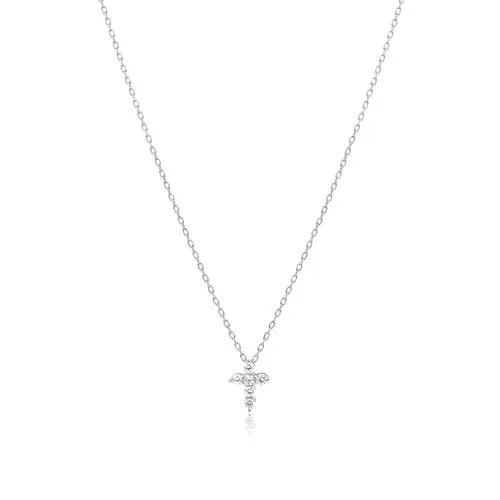THE LOVERY FINE JEWELRY Mini Cz Cross Necklace - Sterling Silver