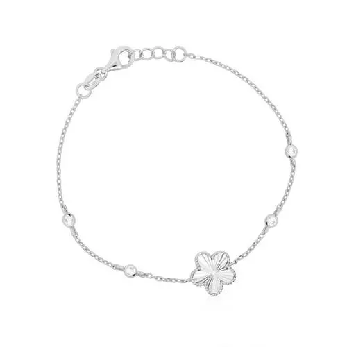 THE LOVERY FINE JEWELRY Cz Accent Fluted Single Flower Bracelet - Sterling Silver
