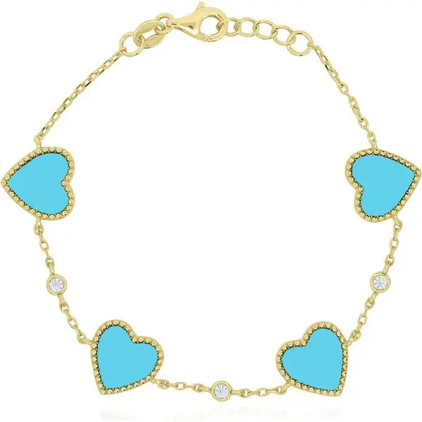 THE LOVERY FINE JEWELRY Large Heart Cz Station Bracelet - Blue